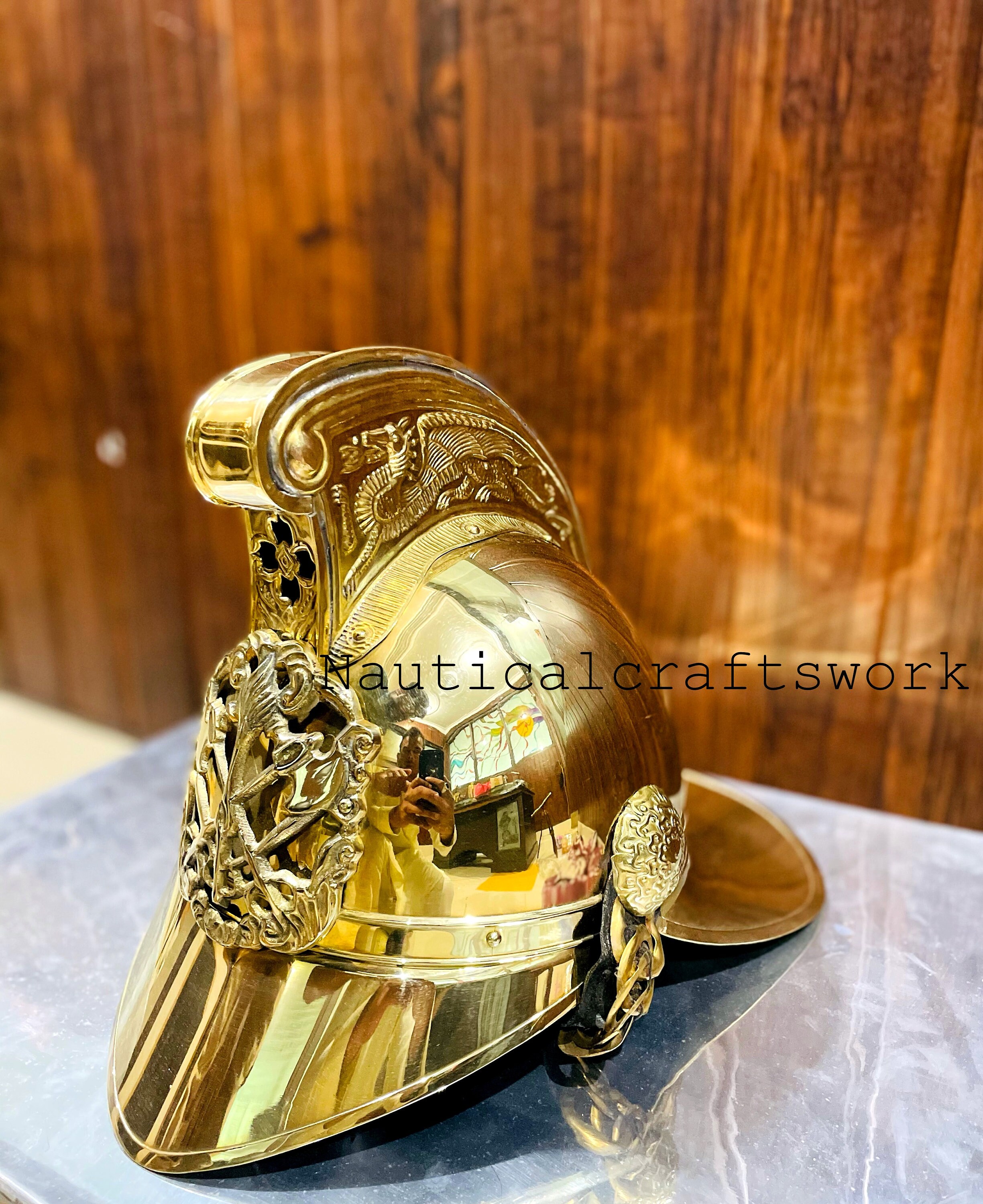 Victorian Style Brass Fireman Helmet, British Firemen Helmet, Fire ...