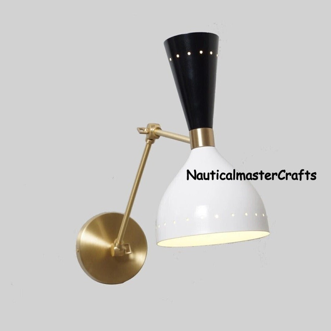 Bedside Cone Shade Reading Lamp - Wall-mounted Adjustable Sconce ...