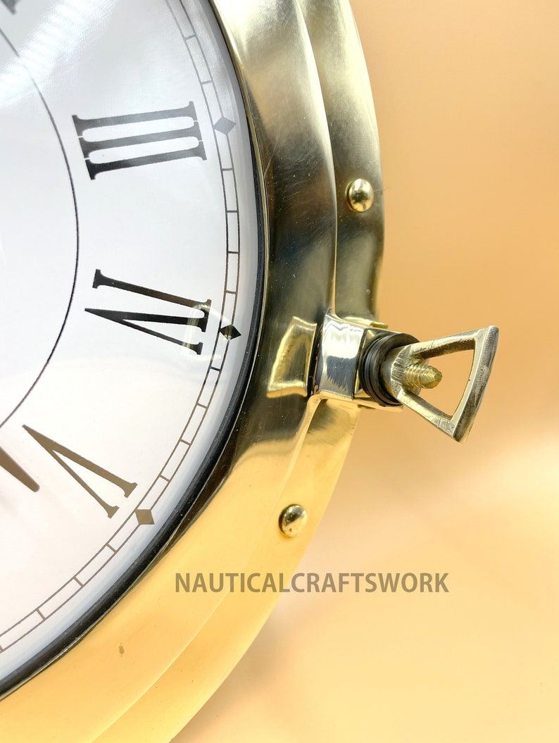 12'' Brass Porthole Clock Ship Clock Wall Decor Clock Handmade Brass ...