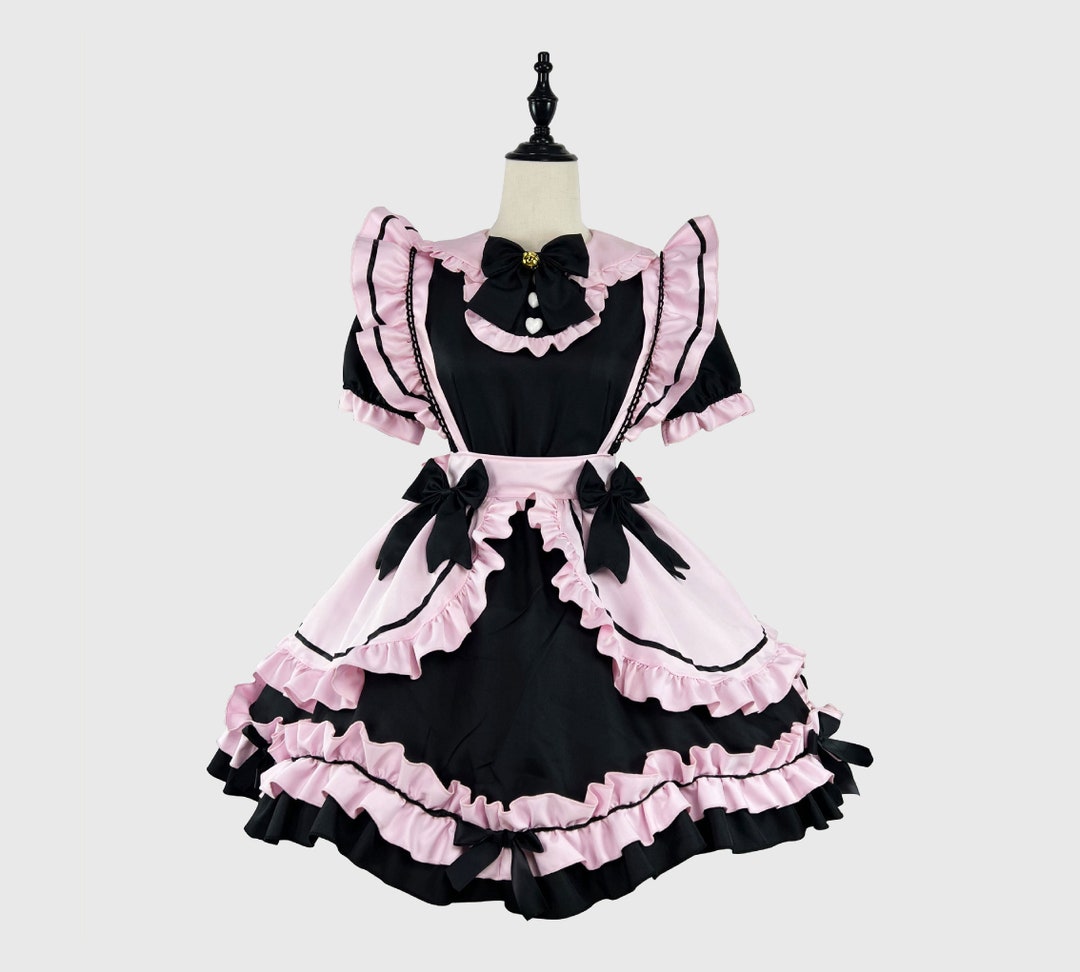 Custom Cosplay Lolita Maid Dress Anime Maid Outfit Pink Cosplay Dress ...