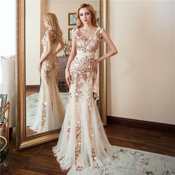 Gold Prom Dress - Etsy