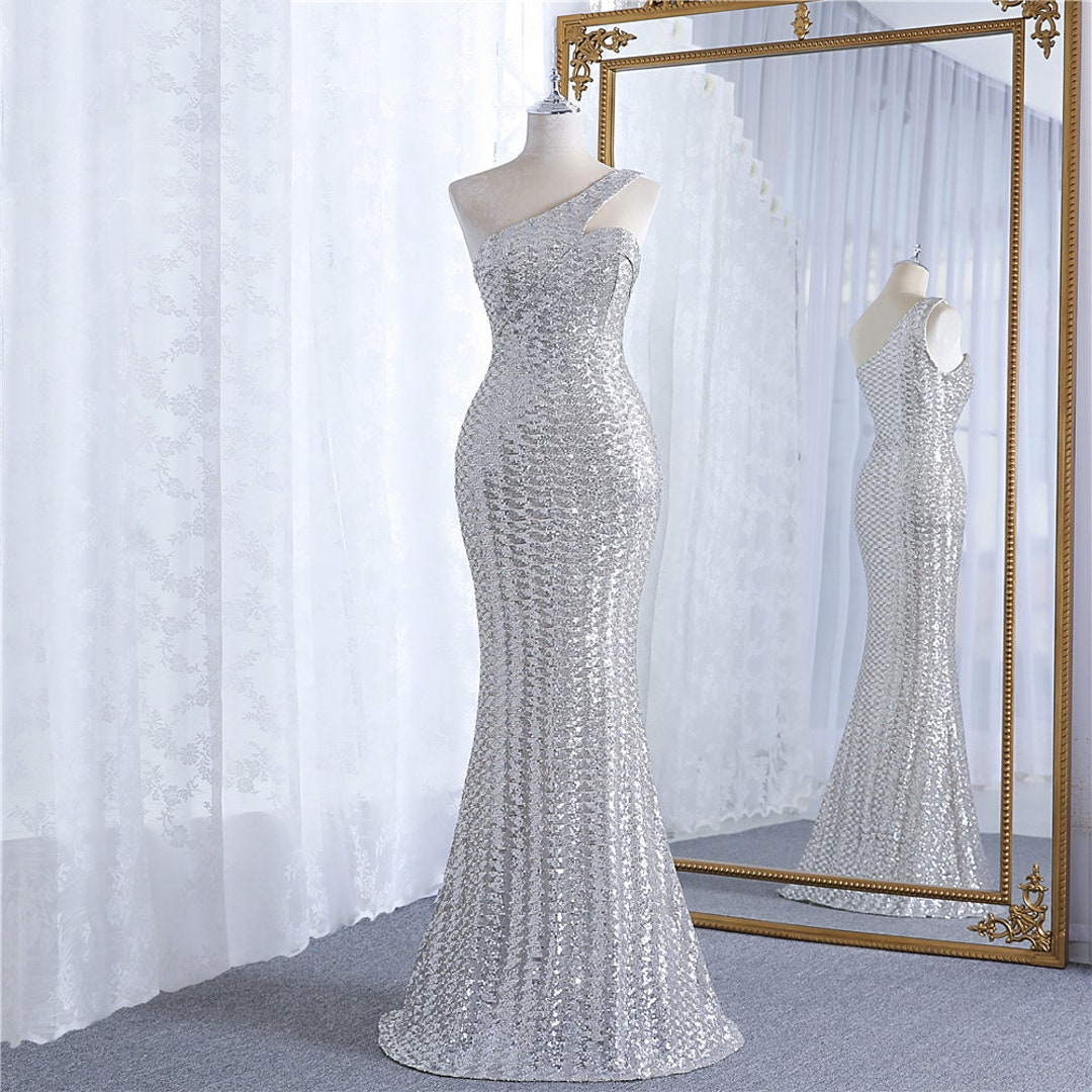 Custom Gown Dress Evening Dress Evening Gown for Women White Silver ...