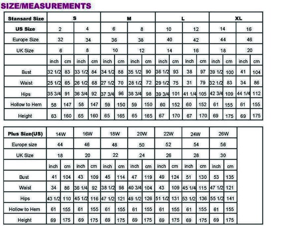 China Clothing Size Conversion Chart