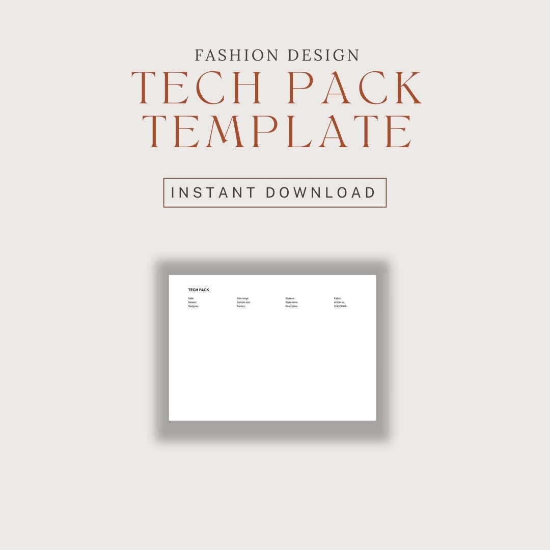 Fashion Apparel Tech Pack Design Template - Etsy