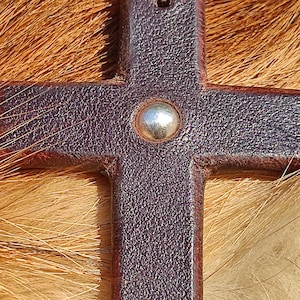 Handmade Leather Cross Necklace With Silver Accent on Leather Cord ...