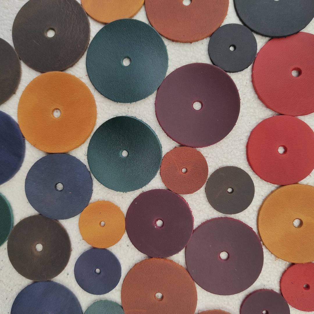 Mixed Color Leather Circles With Center Hole – 7 Sizes | Leather ...