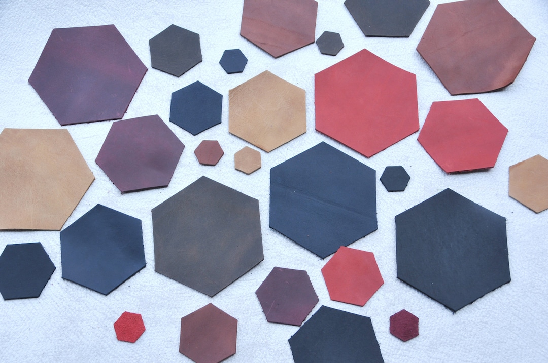 Leather Hexagonal Tags, Leather Hexagon Blank, Hexagonal 10 Sizes ...