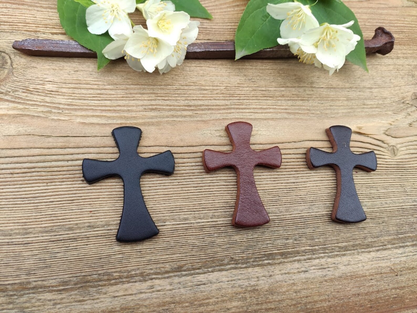 Leather Cross Sizes 50mm. Leather cutouts. Leather blank. | Etsy