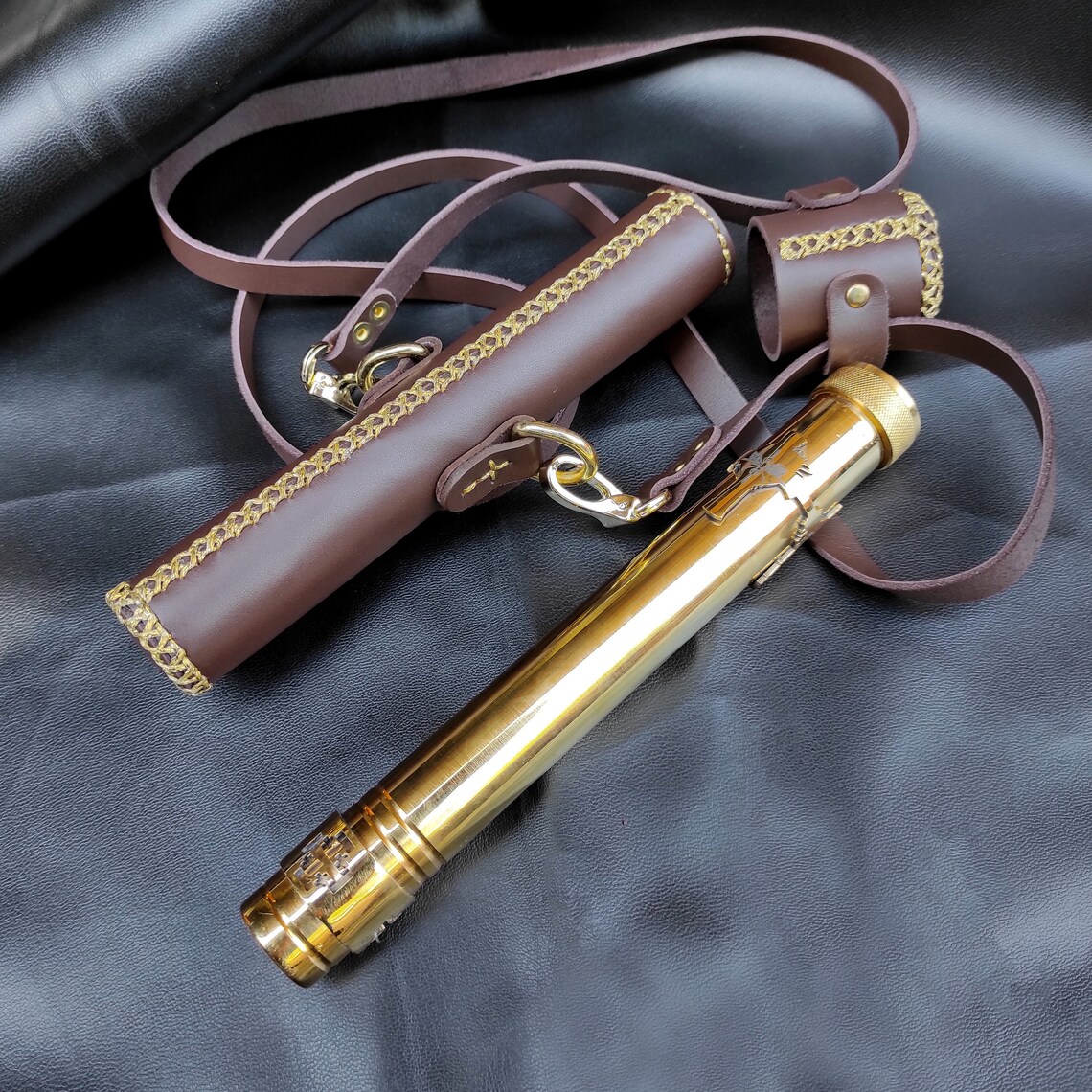 Handmade Priest Flask With Leather Case | Holy Water Vial | Gold-plated ...
