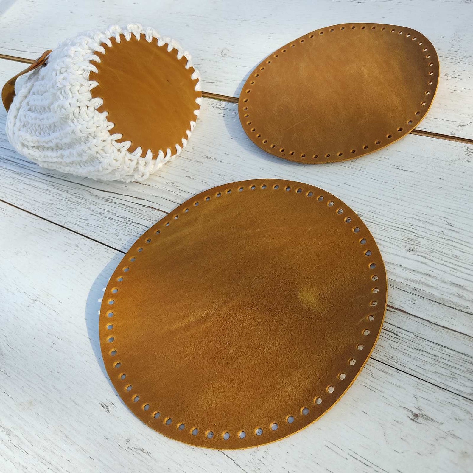 Round Leather Bag Base – DIY Crochet Bag Bottom With Pre-punched Holes ...