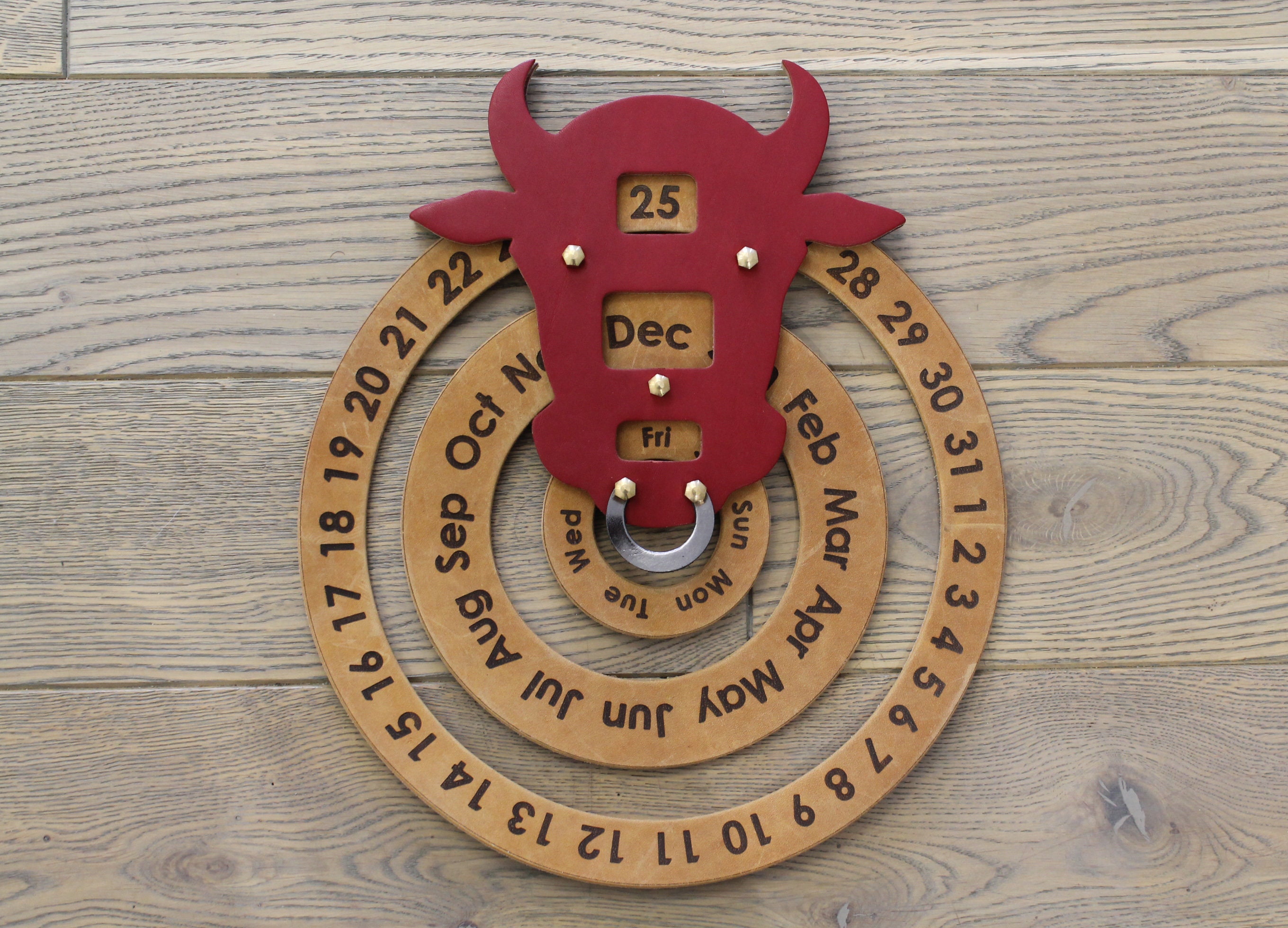 Circle Perpetual Calendar Leather Bull Calendar Forever | Etsy