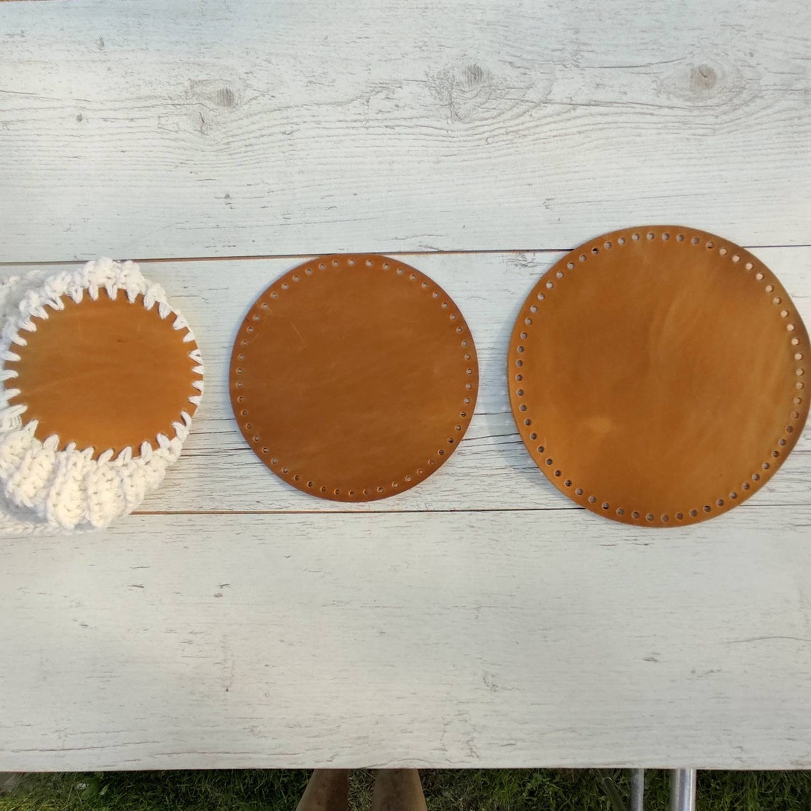 Round Leather Bag Base – DIY Crochet Bag Bottom With Pre-punched Holes ...