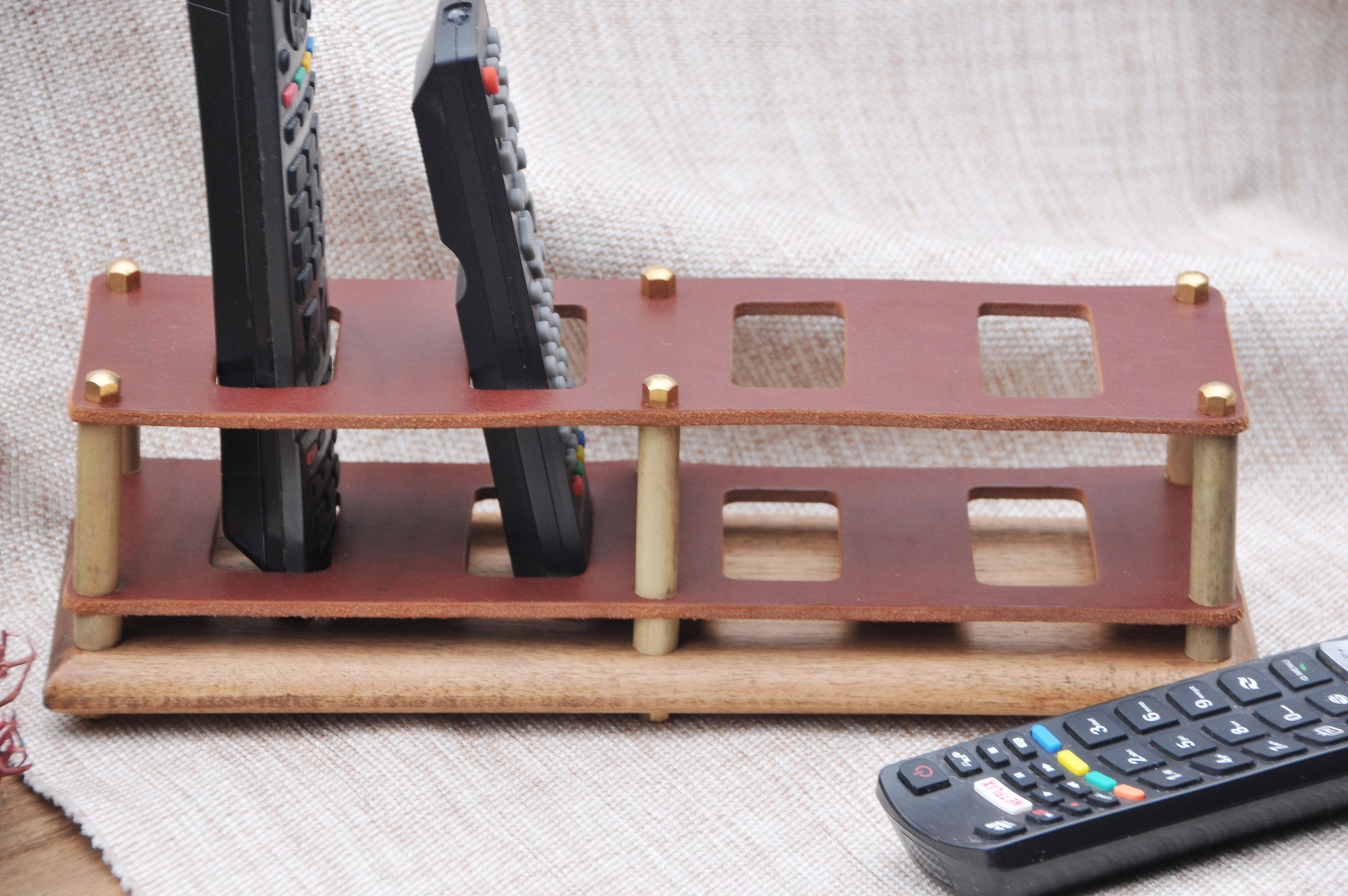 Leather Remote Control Holder Organizer Personalizated | Etsy