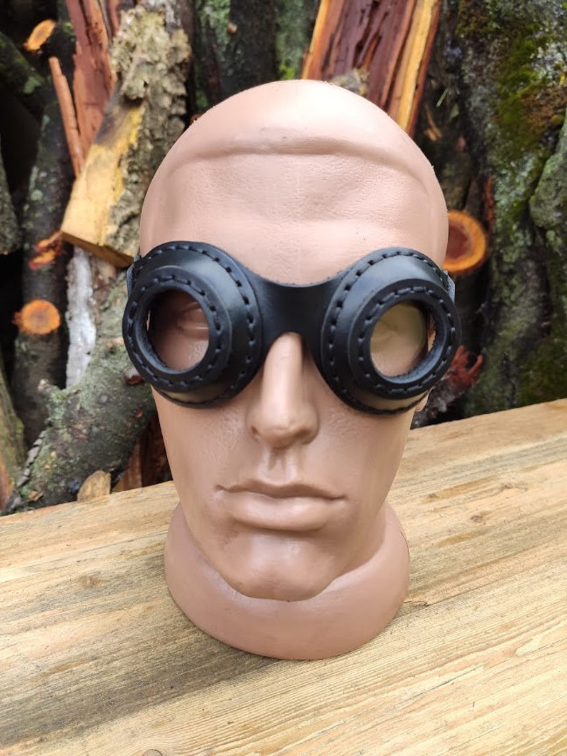 Handmade Steampunk Leather Goggles With Clear Lens | Adjustable Strap ...