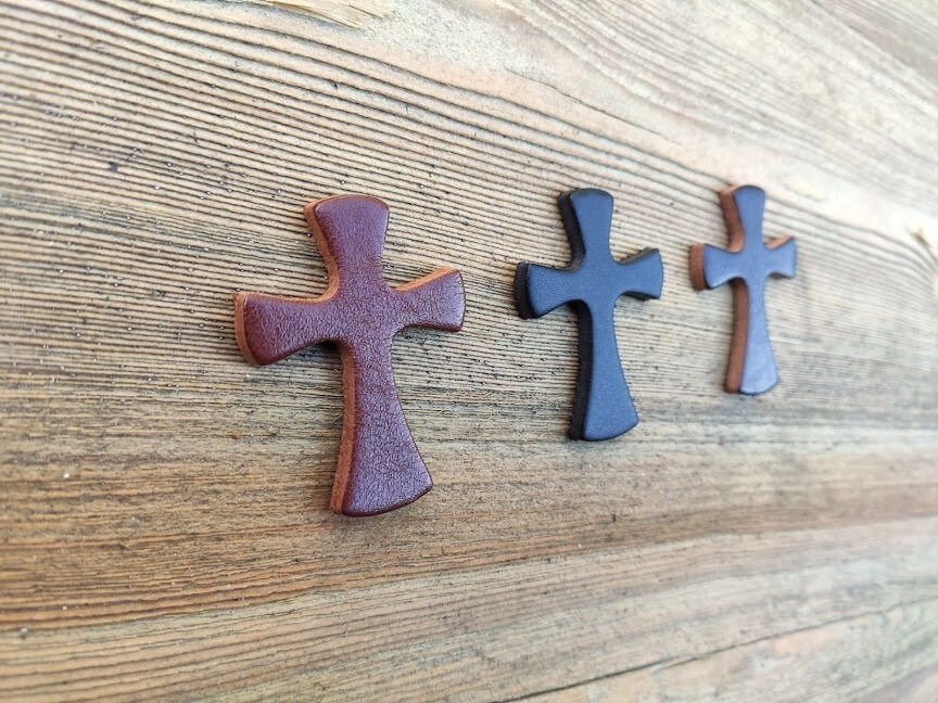 Leather Cross Sizes 50mm. Leather cutouts. Leather blank. | Etsy