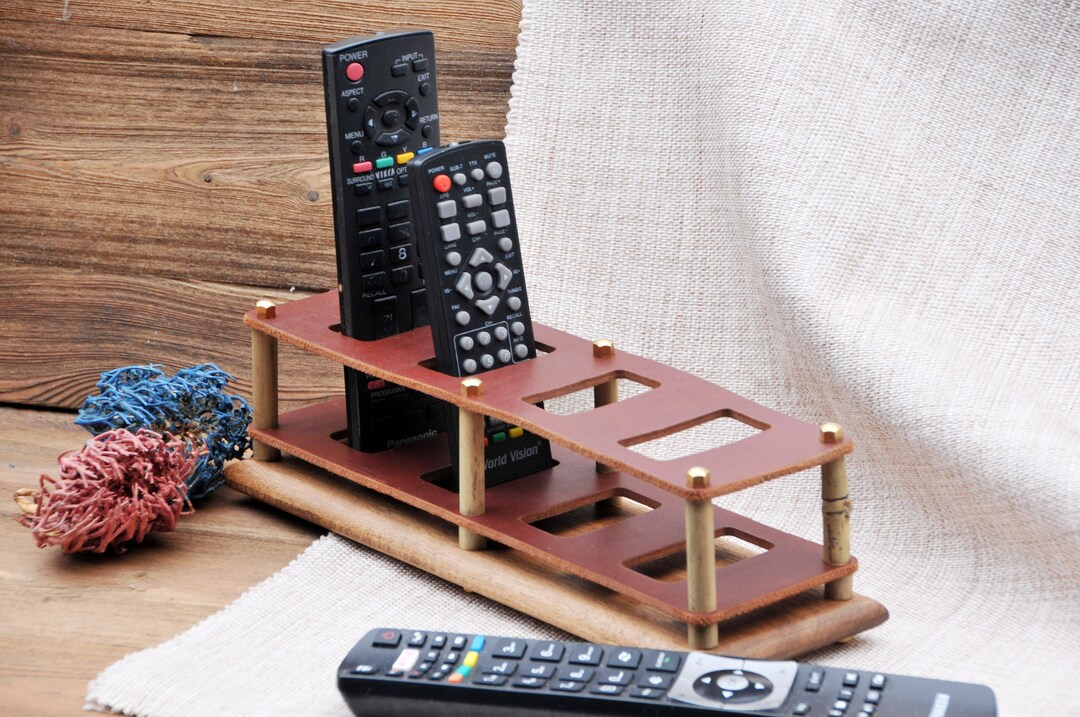 Leather Remote Control Holder Organizer, Personalizated Handmade Desk ...