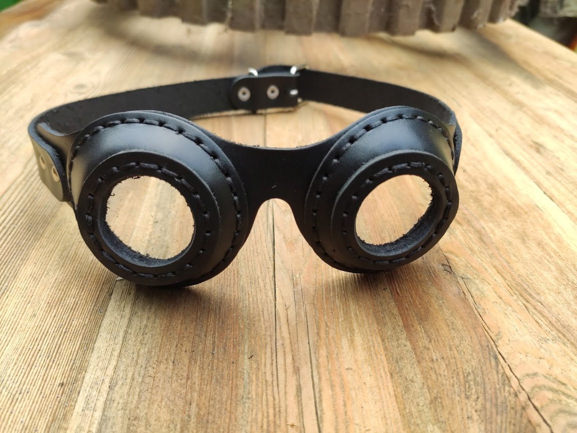 Handmade Steampunk Leather Goggles With Clear Lens | Adjustable Strap ...
