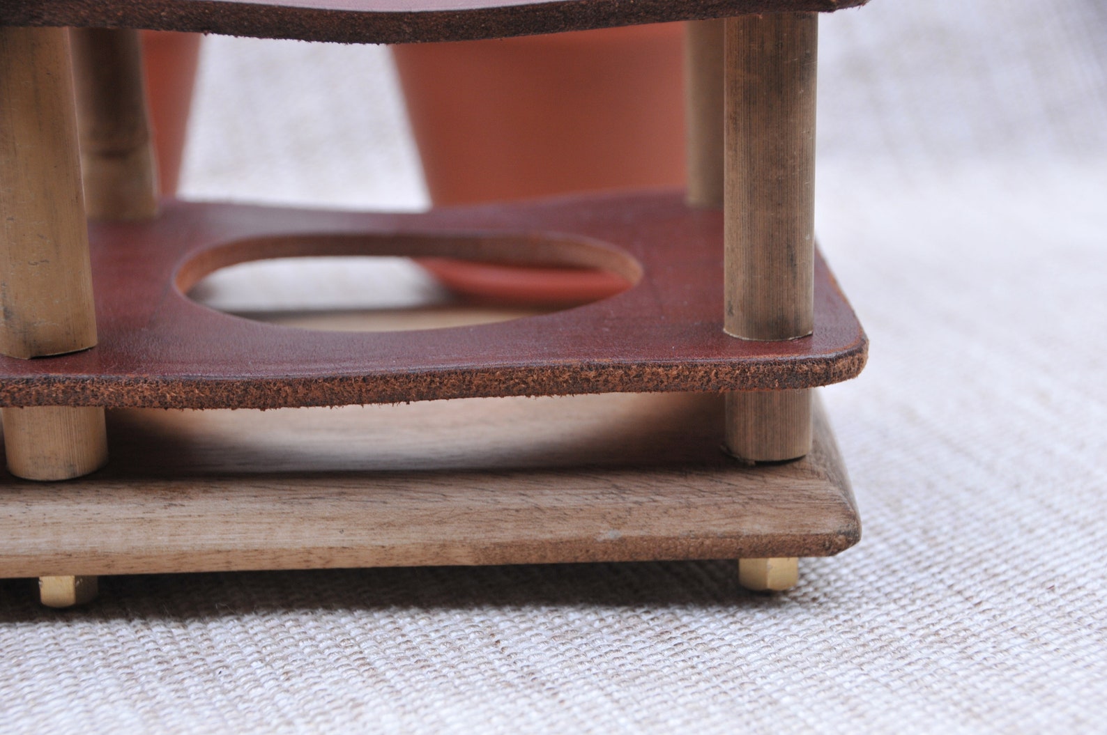 Modern Leather Cactus Stand Ceramic Pots on Wooden Stand | Etsy