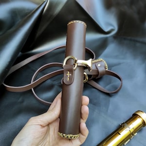 Handmade Priest Flask With Leather Case | Holy Water Vial | Gold-plated ...