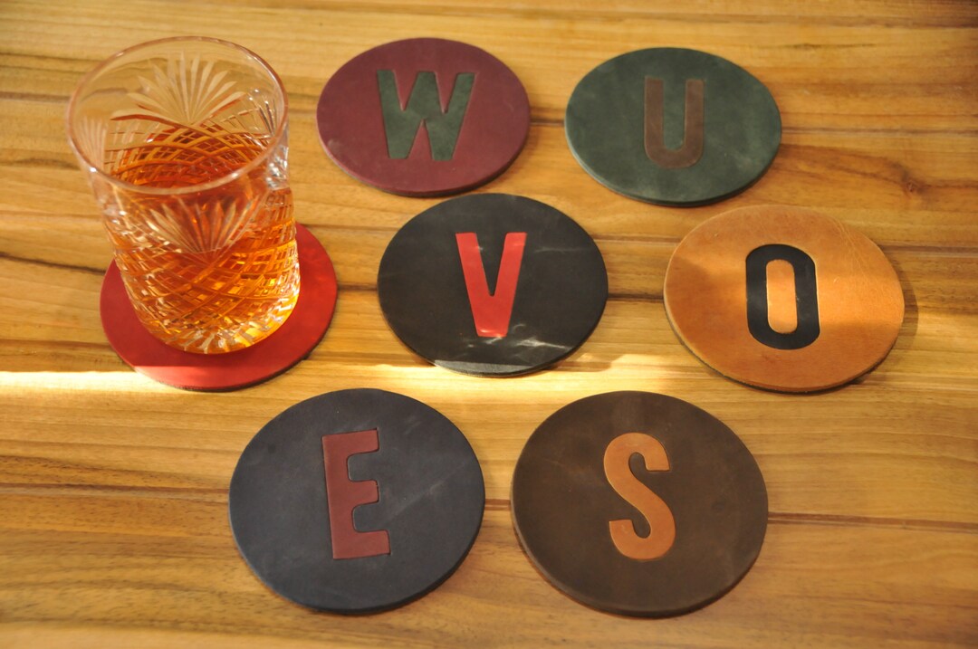 Leather Coasters, Personalized Leather Coaster, Leather Gift ...