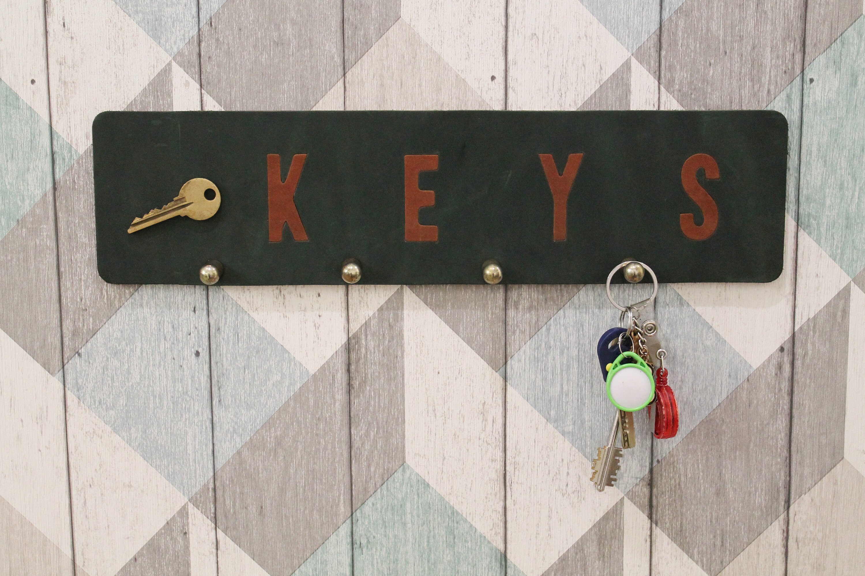 Leather key holder entryway hanger hall tidy hook display | Etsy