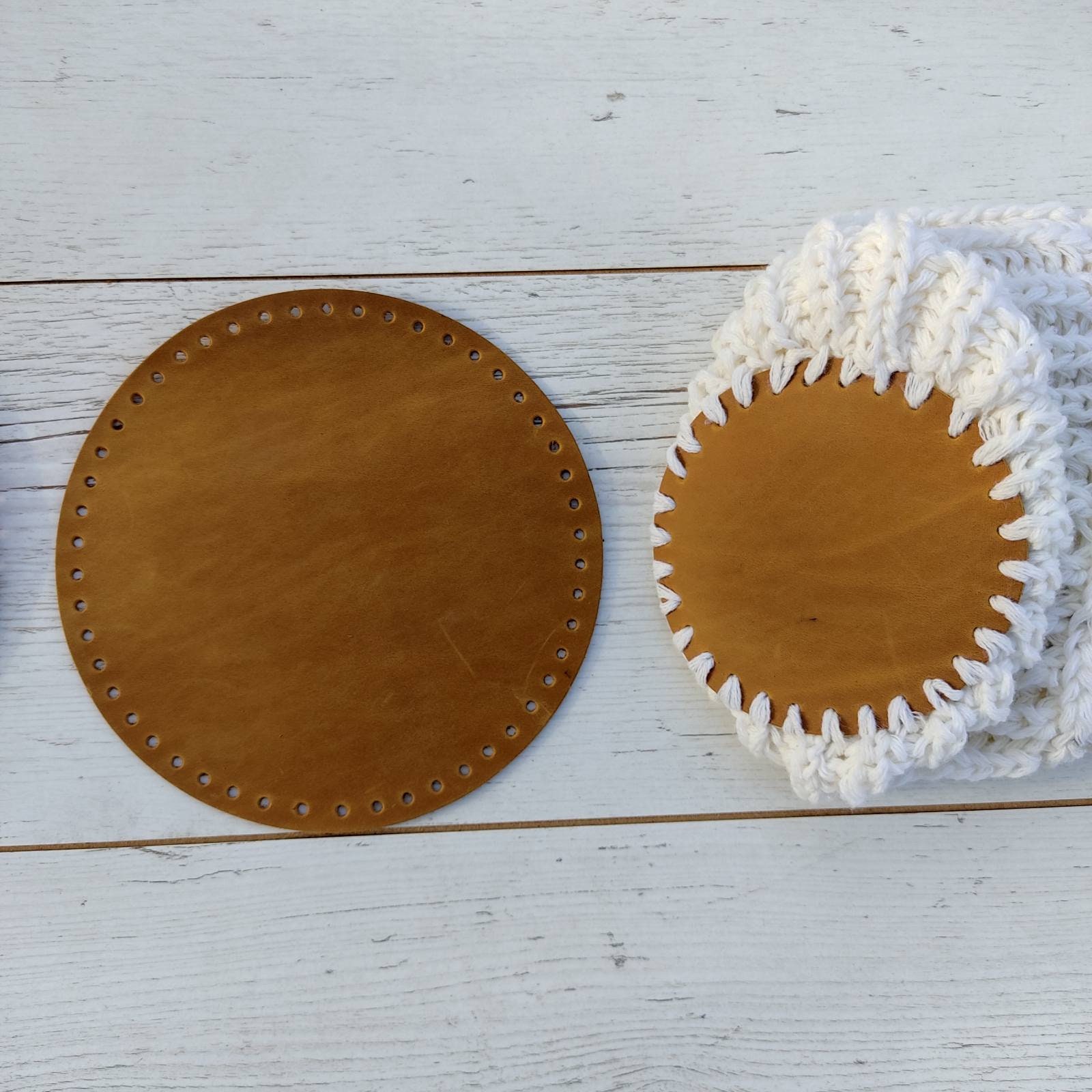 Round Leather Bag Base – DIY Crochet Bag Bottom With Pre-punched Holes ...