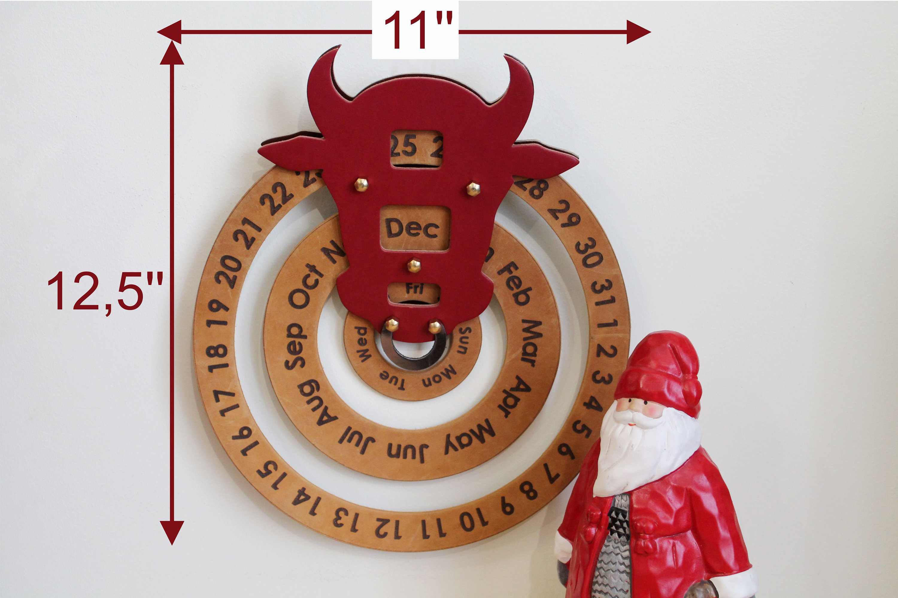 Circle Perpetual Calendar Leather Bull Calendar Forever - Etsy