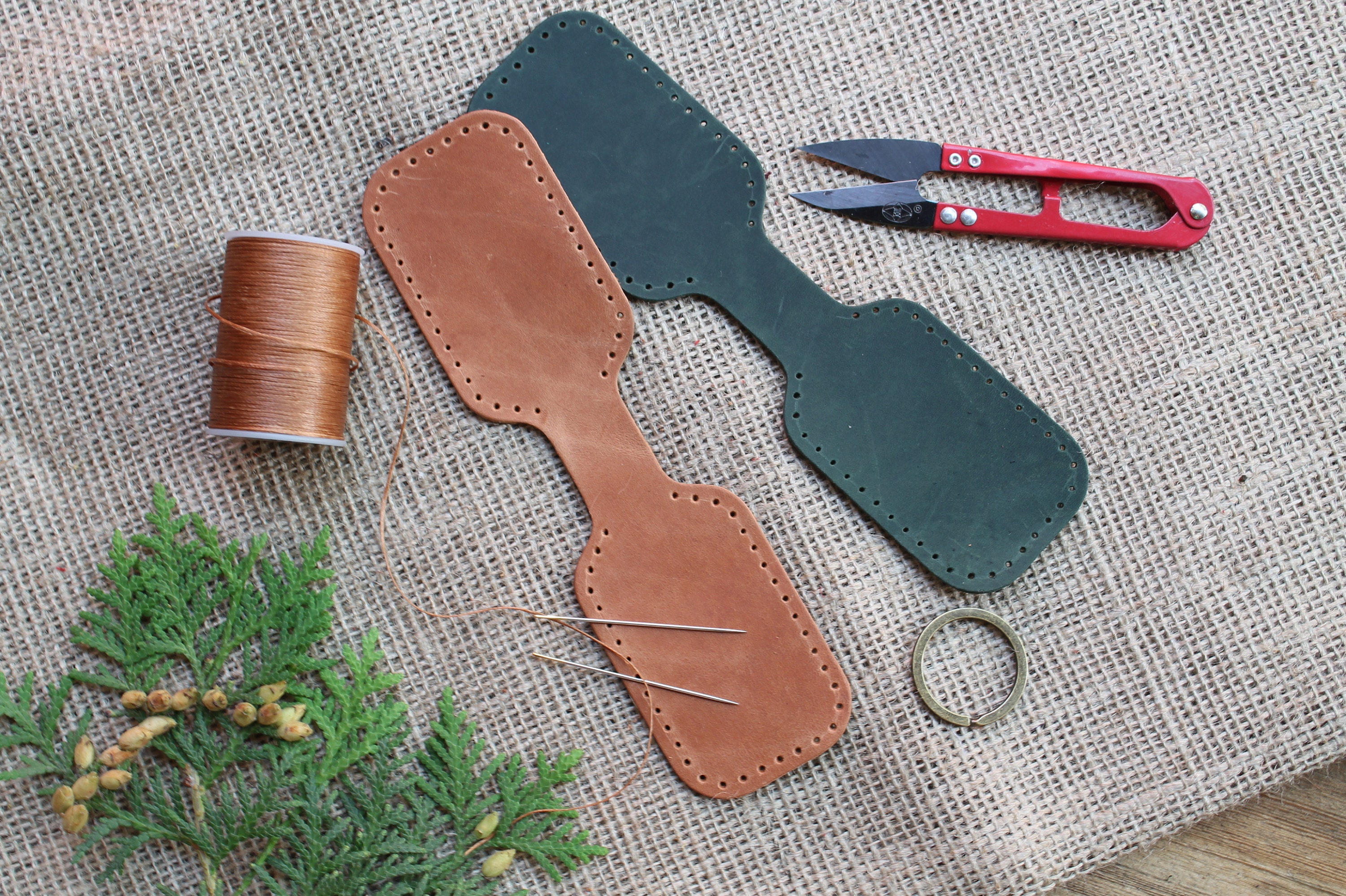 DIY Leather Keychain Kit Complete set Pre-cut pre-punched | Etsy