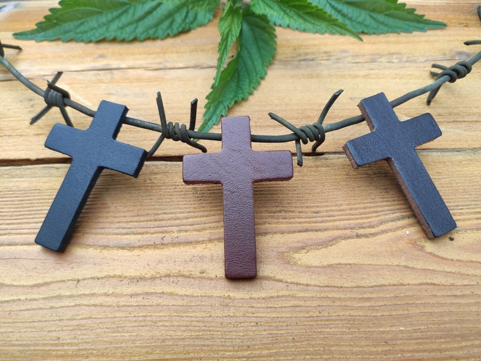 Leather Cross Cutout – Necklace Charm or Earring Accessory – 3 Color ...