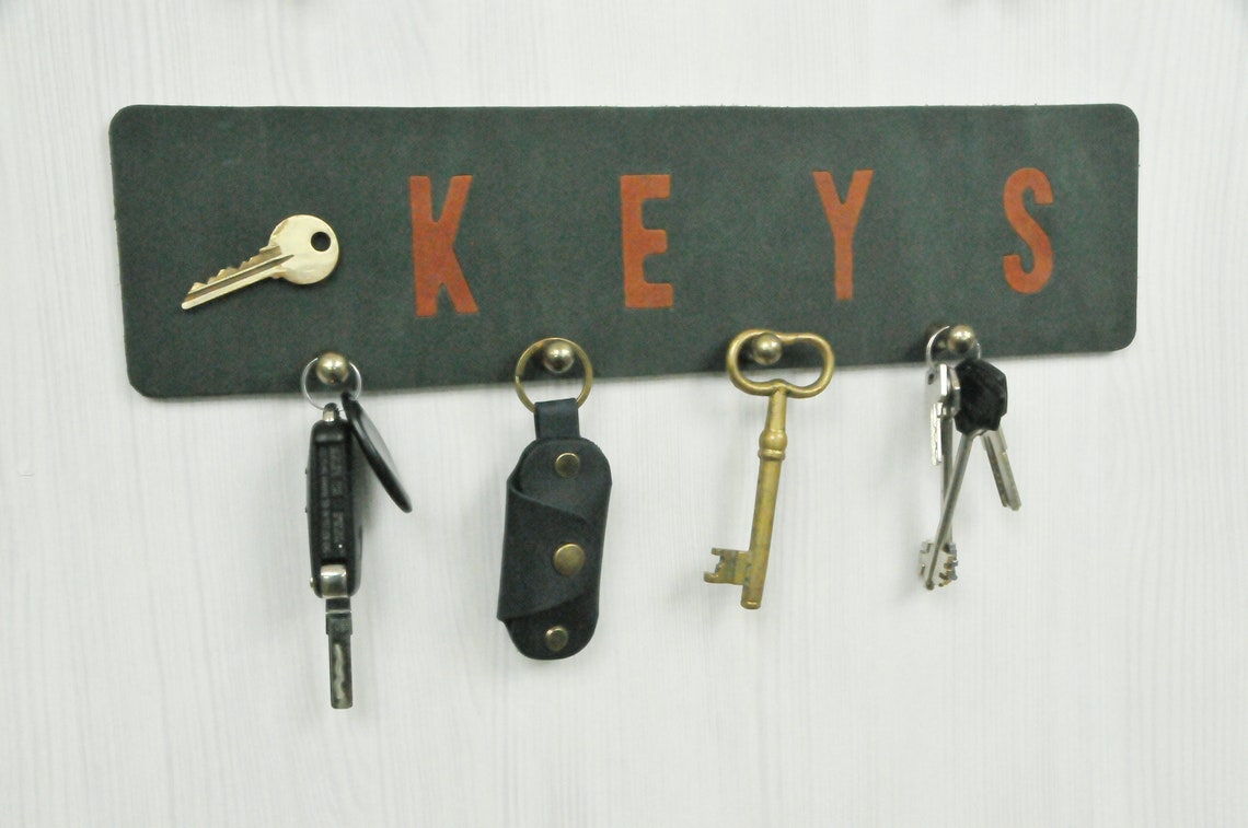 Leather Key Holder Entryway Hanger Hall Tidy Hook Display | Etsy