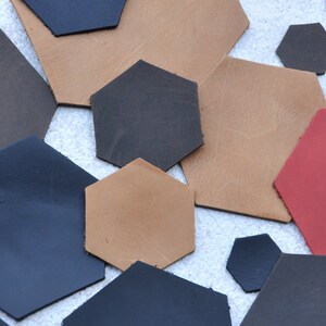 Leather Hexagonal Tags, Leather Hexagon Blank, Hexagonal 10 Sizes ...