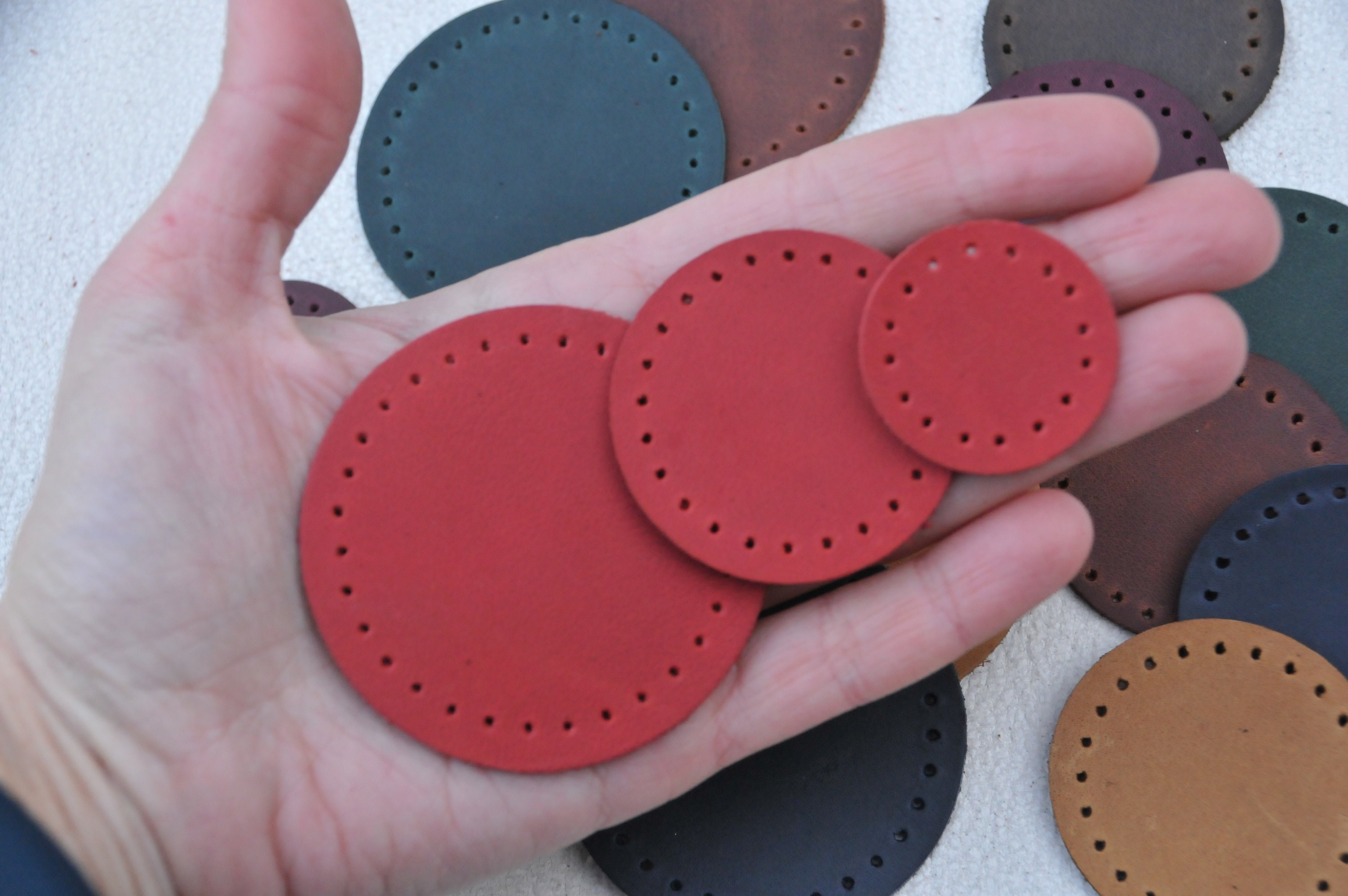 Leather Circles With Holes, Mixed Colors, Sizes 1'',2'',3'', Leather ...