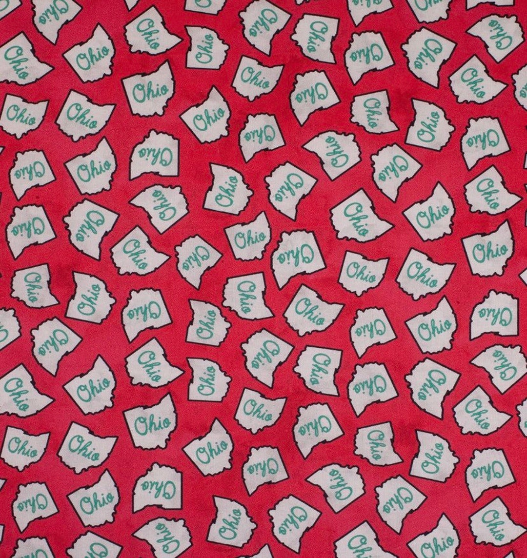 State of Ohio Red Cotton Fabric OSU - Etsy.de