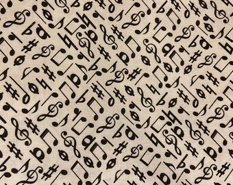Musical Notes Cotton Fabric - Etsy