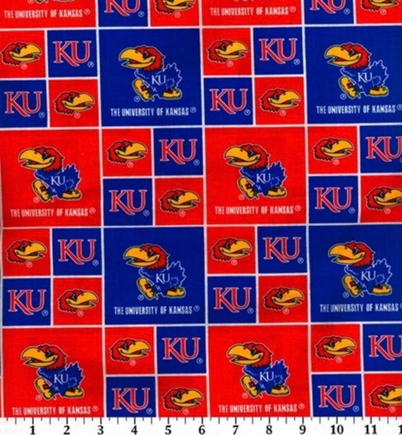 University of Kansas Jayhawks Block Cotton Fabric | Etsy