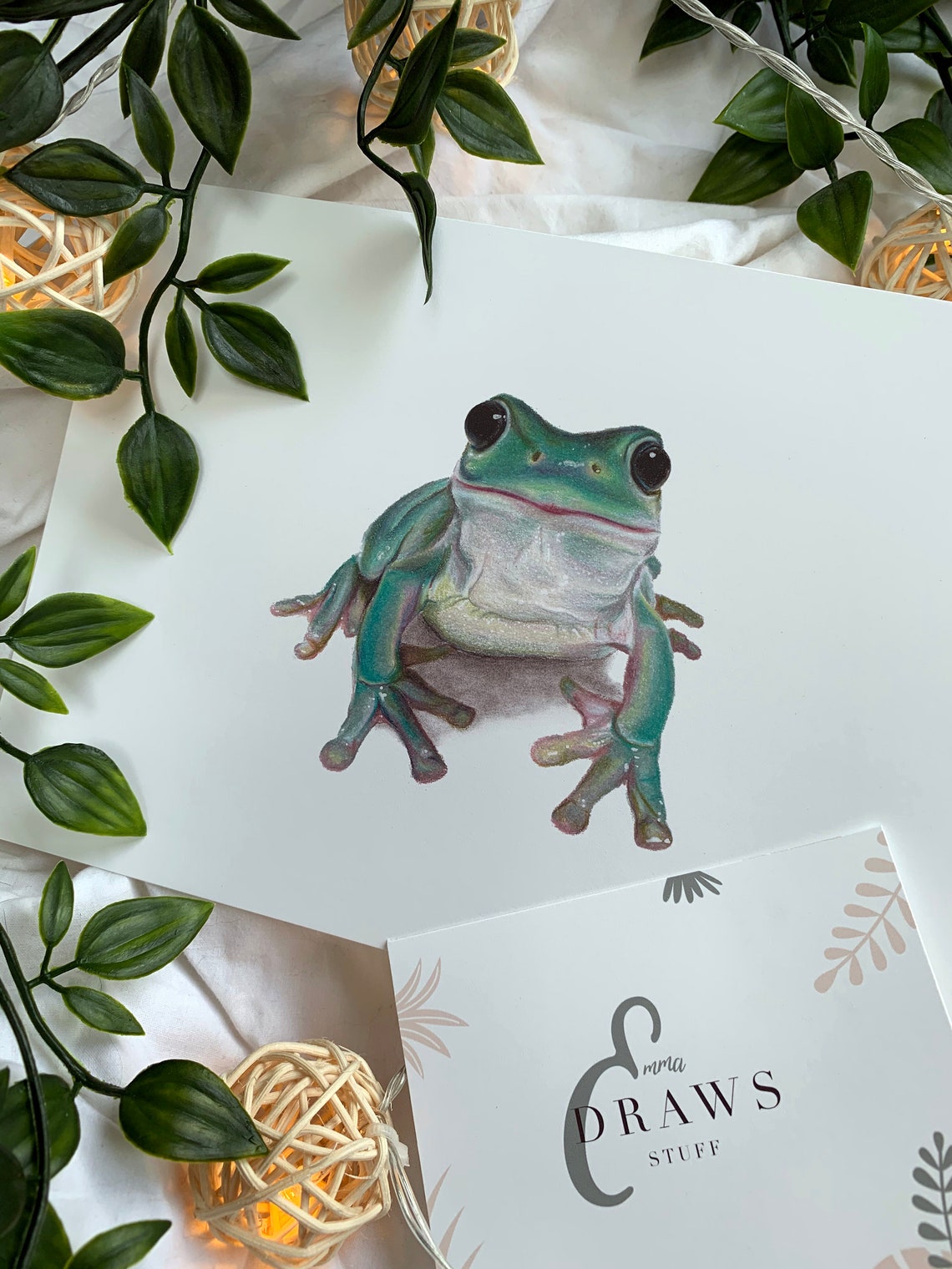 A5 Cute Frog Colored Pencil Print | Etsy