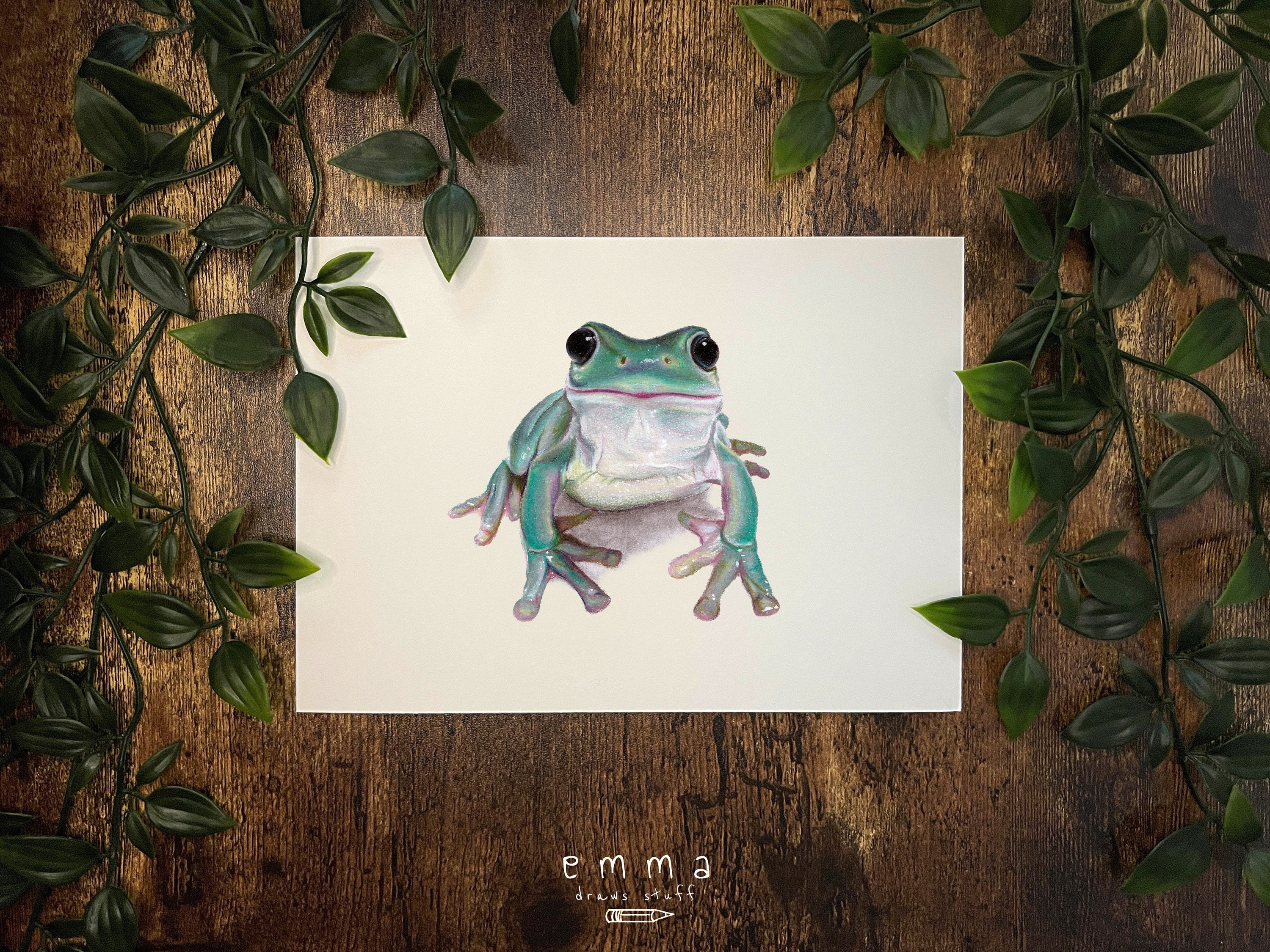 A5 Cute Frog Colored Pencil Print - Etsy