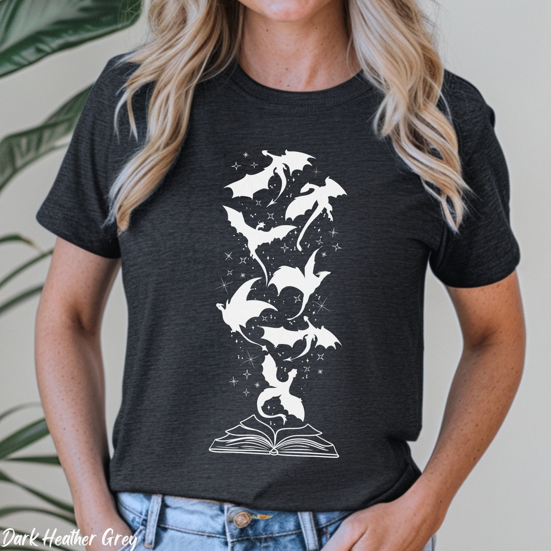 Book Dragon Fantasy Reader Shirt, Romance Reader Bookish Shirt, Book ...