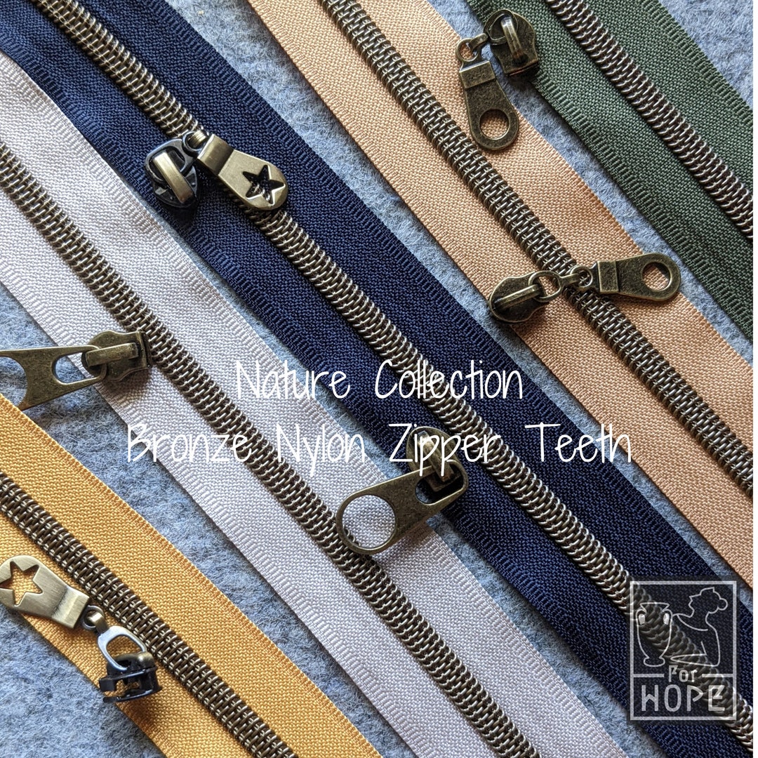 ANTIQUE GOLD BRONZE Zipper Tape by the Yard | 1 & 10 Cut | Bag Making ...