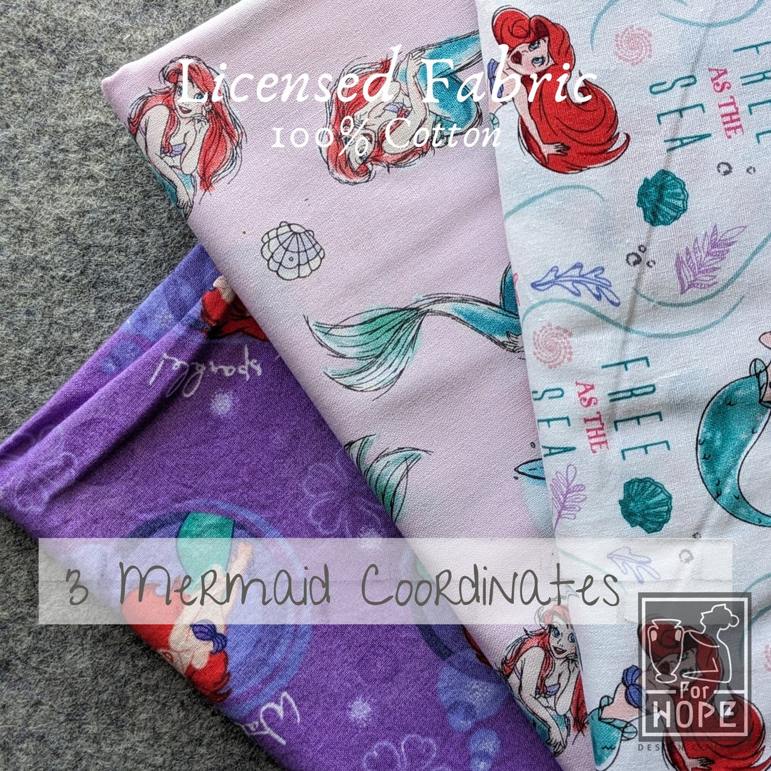 ARIEL DISNEY Fabric | Ariel Mermaid Licensed Character Fabric by the ...