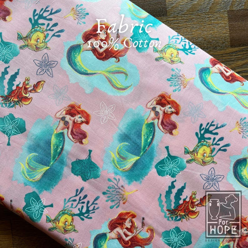 ARIEL Fabric MOANA Disney | Mermaid Licensed Character Fabric by the ...
