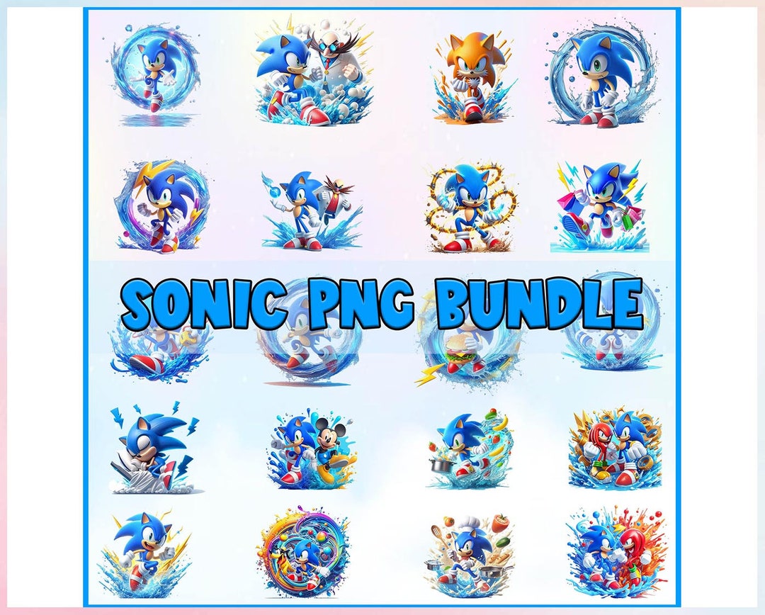 20 Sonic the Hedgehog Splash and Watercolor Digital Design PNG File for ...