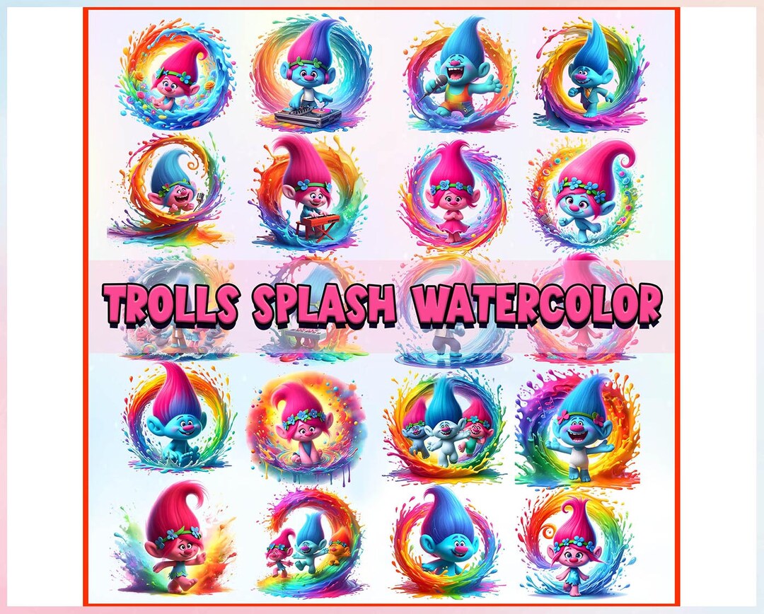 Trolls PNG Bundle, Trolls PNG Digital Papers, Trolls Characters PNG ...