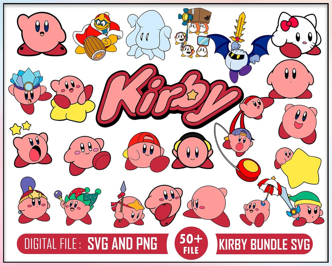 Kirby Cartoon Chracters Svg/ Png Bundle Birthday Party / Sticker / T ...