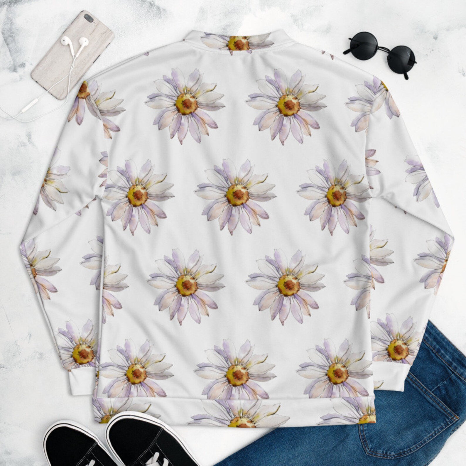 Daisy Flower Unisex Bomber Jacket - Daisy Bomber Jacket - Flower Bomber ...