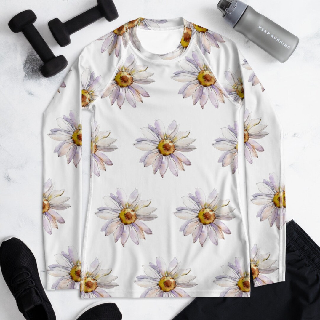 Women's Daisy Flower Rash Guard - Daisy Rash Guard - Flower Rash Guard ...