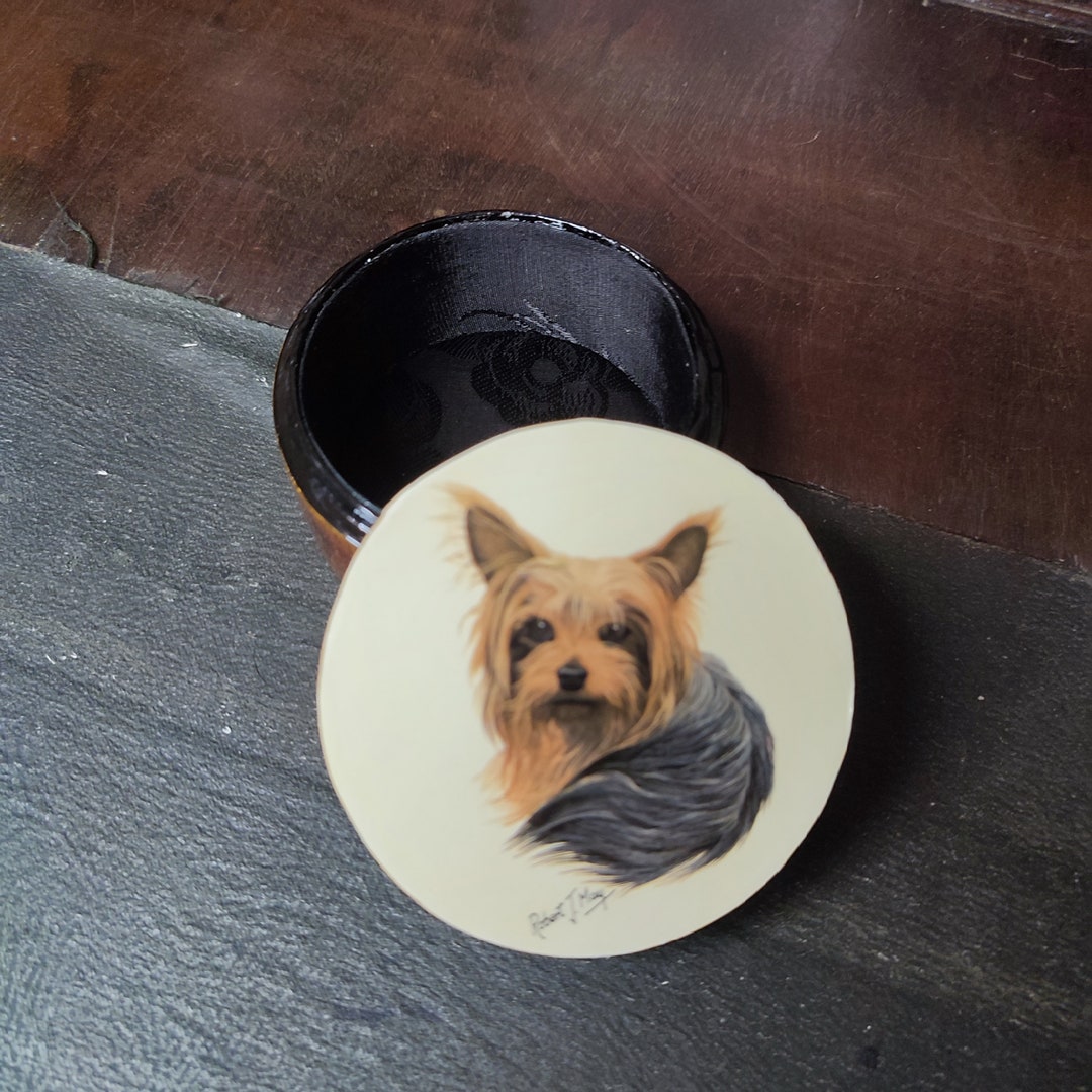 Yorkshire Terrier Dog Portrait Circle Trinket Box by Robert J.may ...