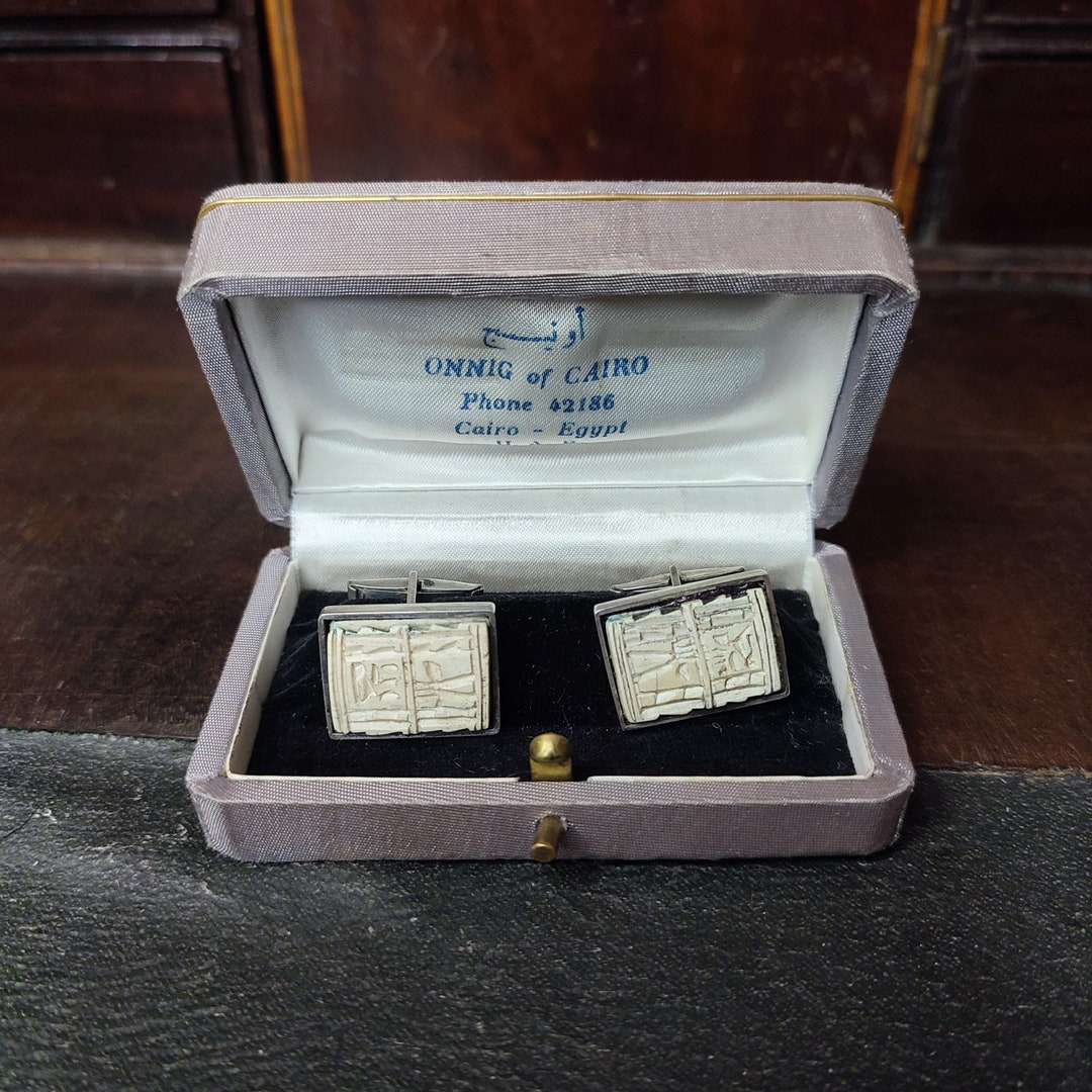 Vintage Ancient Egypt Style Cufflinks by Onnig of Cairo Sterling Silver ...