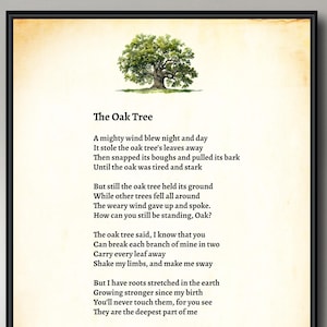 Oak Tree Poem Framed Art - Etsy UK