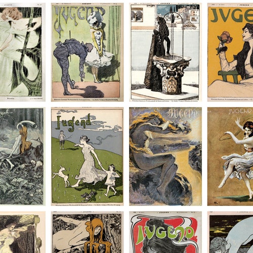12 X Vintage Art Nouveau Postcards a Set of 12 1890s German - Etsy